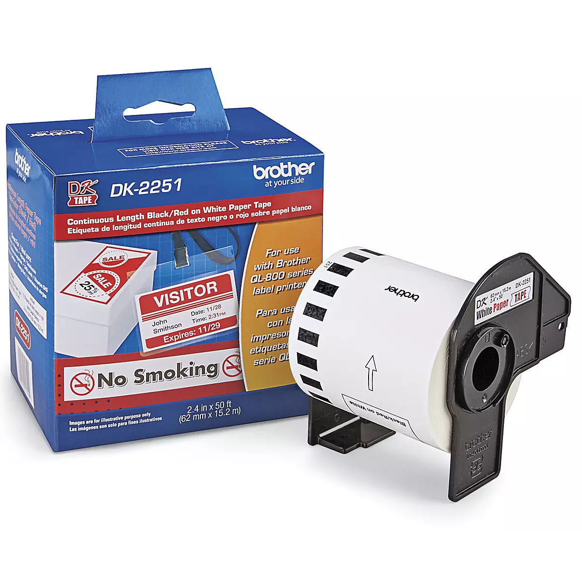 BROTHER DK2251 (2.4 IN X 50 FT) Papier Blanc Original Tape - Cartouches Certifiées