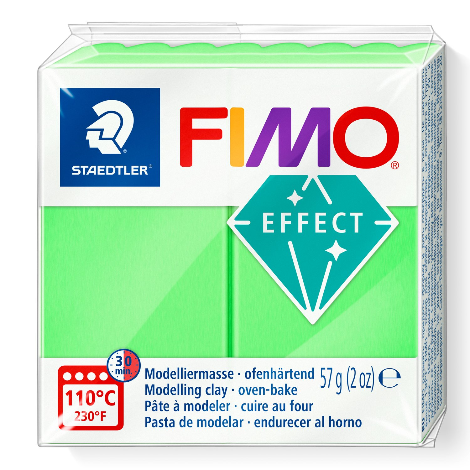 STAEDTLER Pâte à modeler Fimo Effect Vert Néon 57g (2 oz) (8010-501)